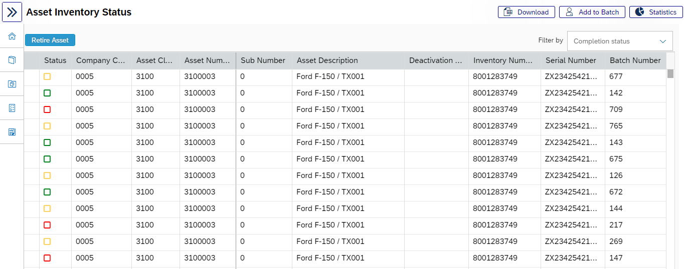 Check Batch Status Using Asset Inventory Status