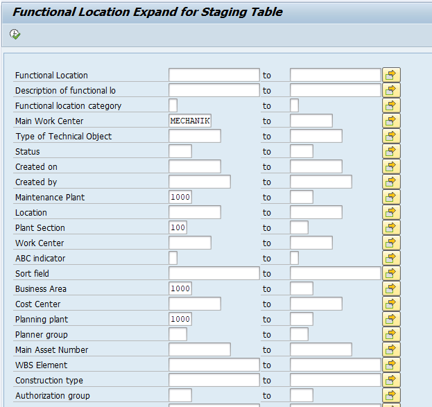 Configure staging table for Equipment and Functional Location master