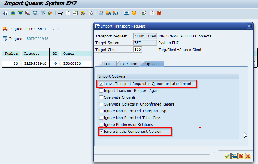Transport Import procedure