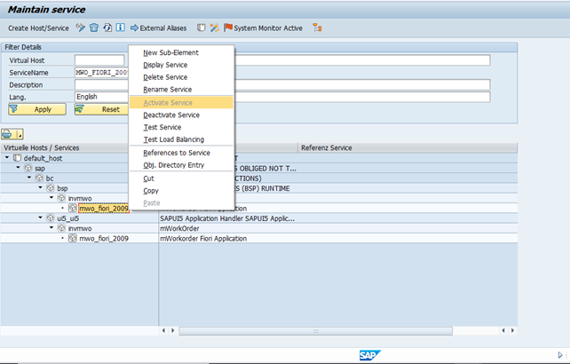 Activate Gateway FIORI Service