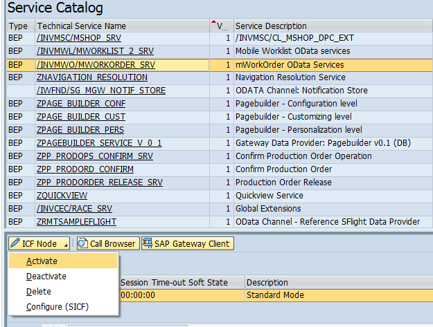 Activate mWorkOrder OData Service