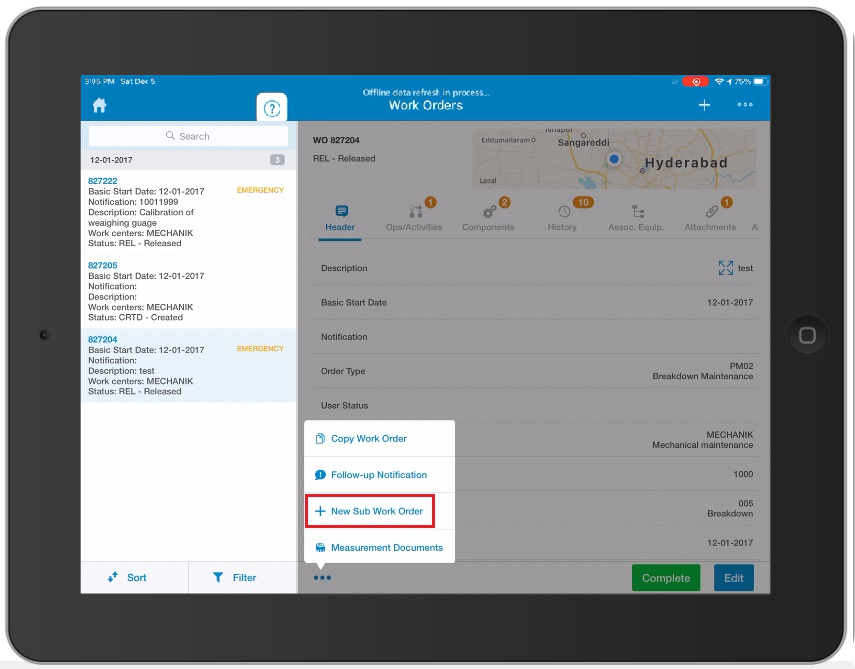 Create a Sub Work Order