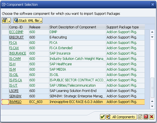 Install RACE™ SAP® ECC and Gateway Support packs