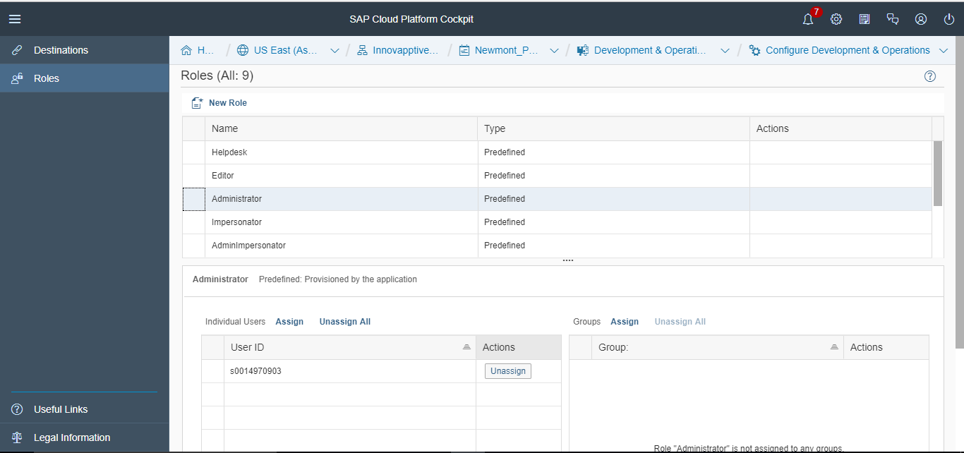 Add Roles to access SCP Development and Operations Cockpit
